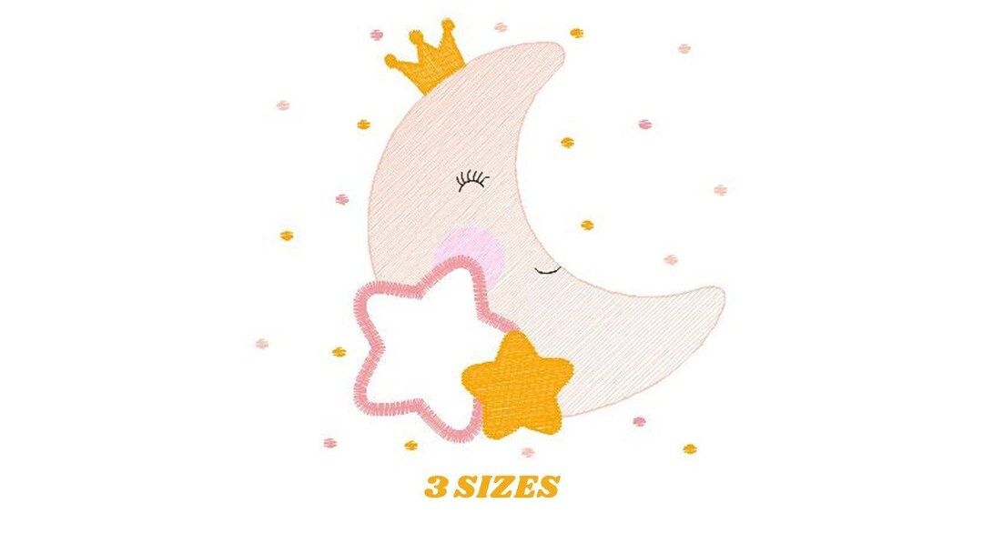 Moon Embroidery Design - Half Moon Embroidery Design Machine Embroidery ...