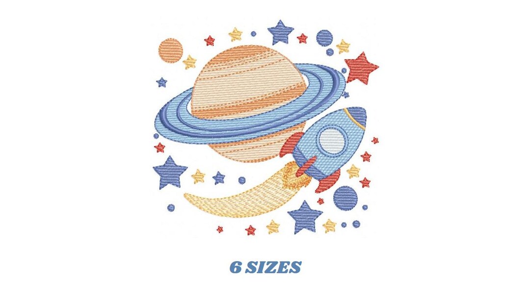 Space Rocket Embroidery Designs - Space Planet Saturn Machine ...