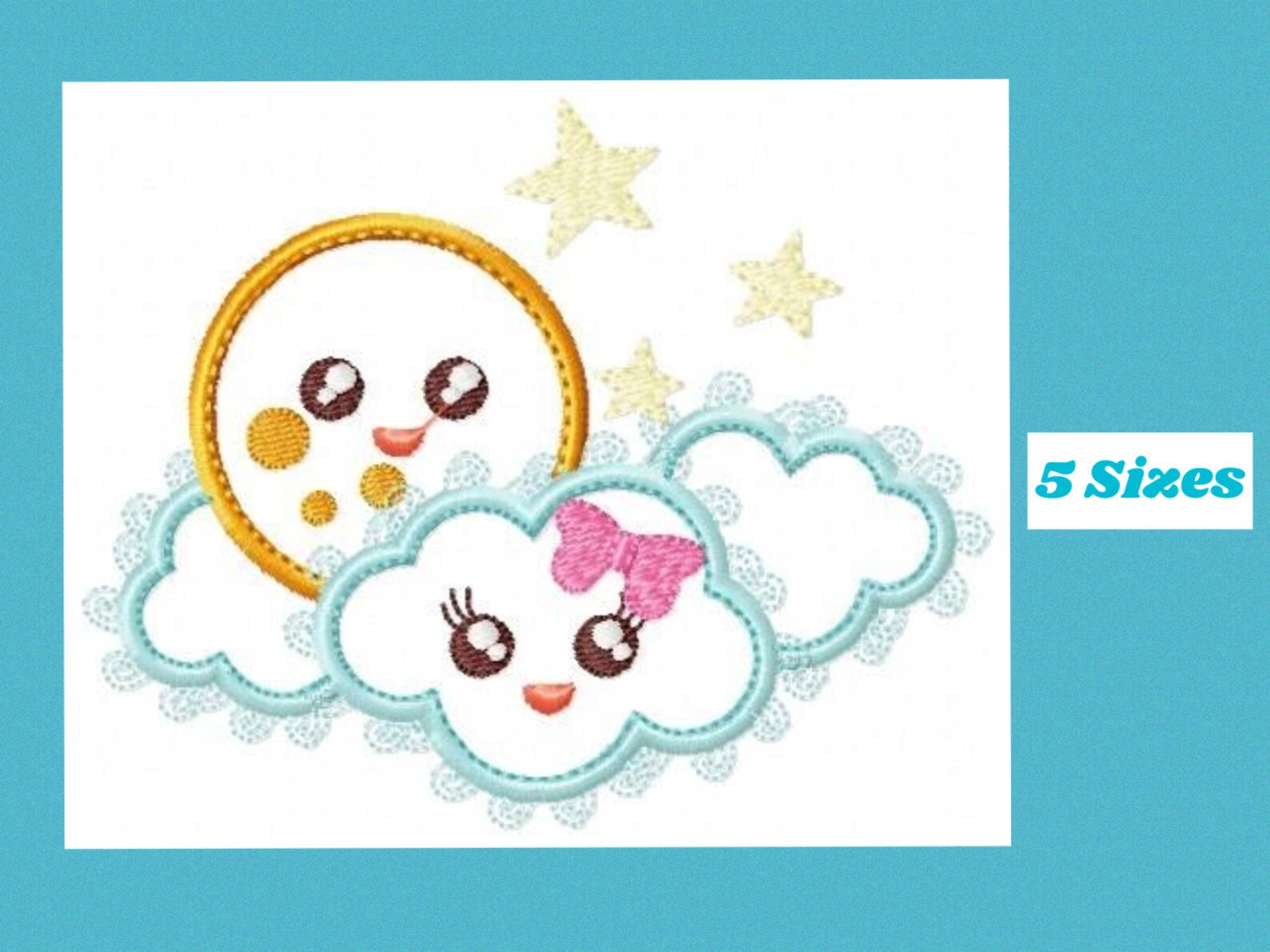 Cloud Embroidery Design Full Moon Embroidery Design Machine - Etsy