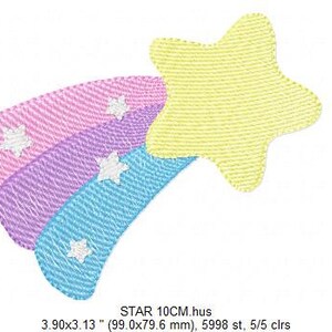 Falling Star Embroidery Designs Star With Rainbow Embroidery Design ...