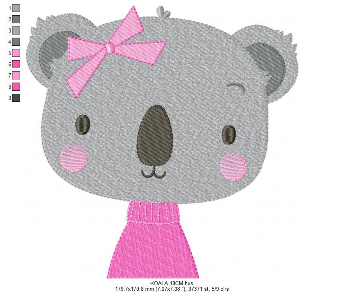 Koala Embroidery Design Baby Girl Embroidery Designs Machine - Etsy