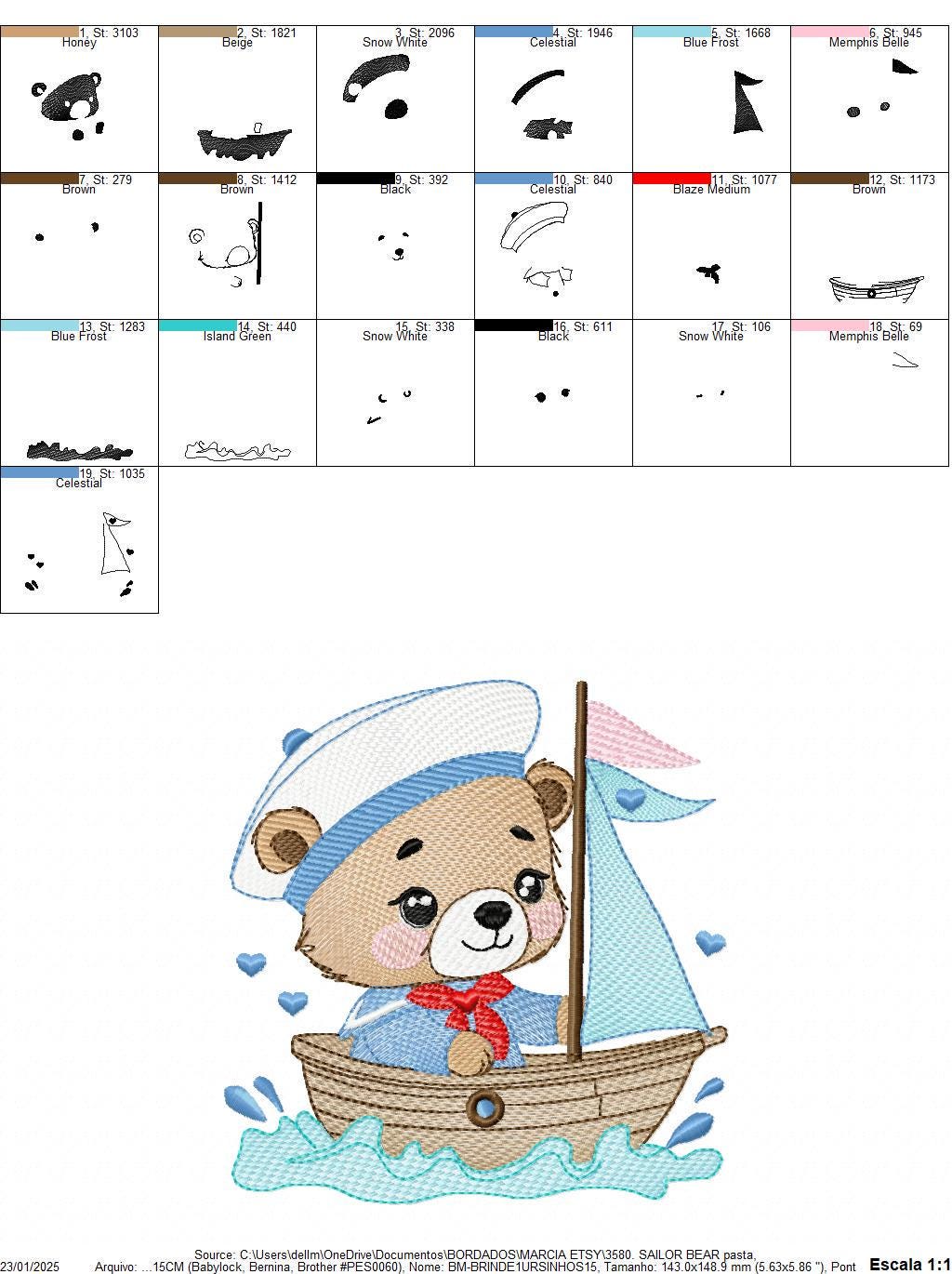 Nautical Teddy Bear Embroidery Designs - Baby Boy Sailor Bear With Boat ...