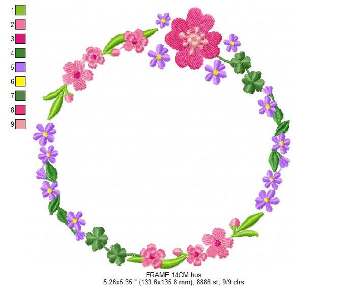 Floral Monogram Frame Embroidery Designs Flower Embroidery - Etsy