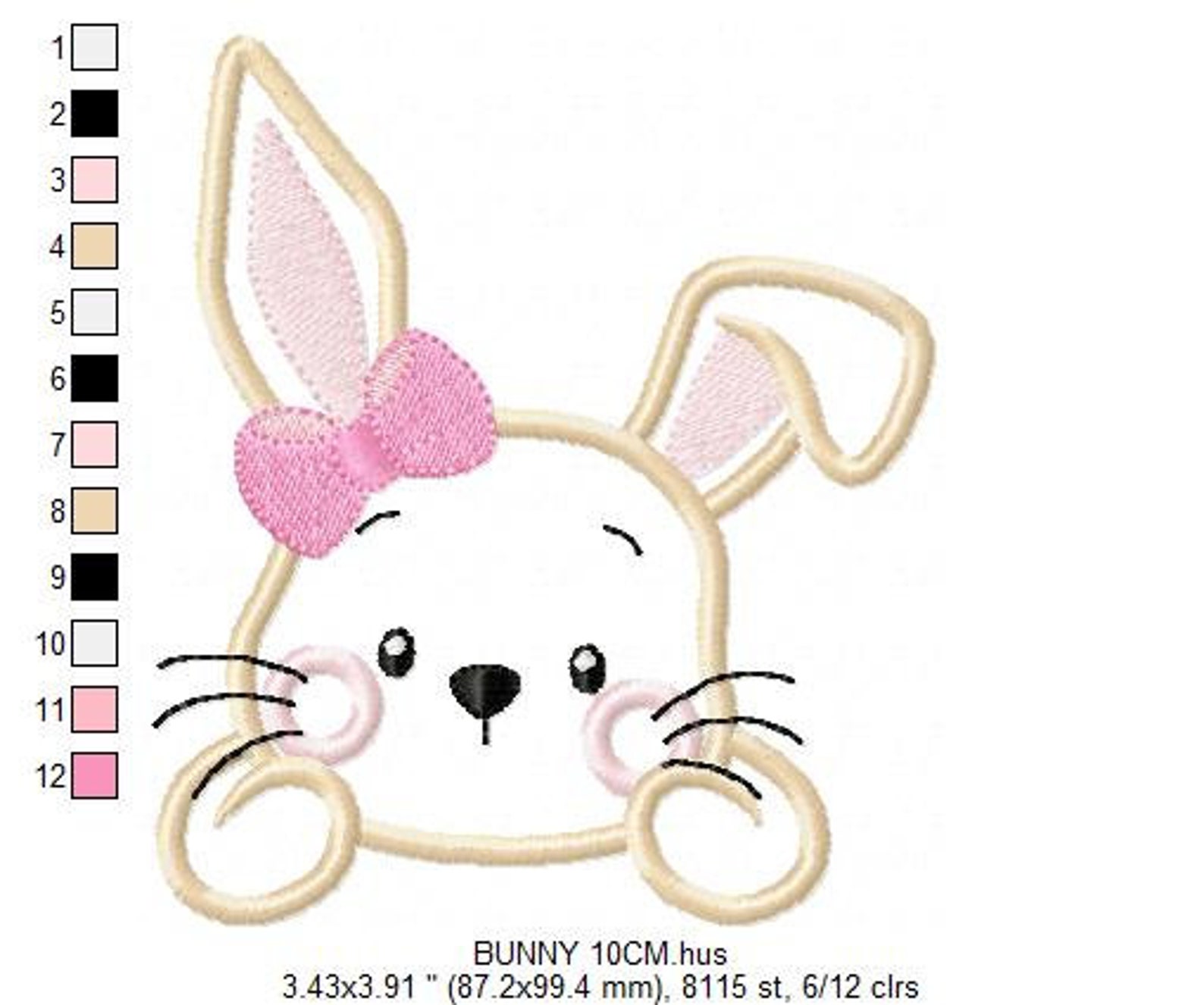 Bunny Face Embroidery Design Rabbit Embroidery Designs - Etsy
