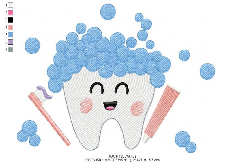 Tooth Embroidery Designs Toothpaste Embroidery Design - Etsy