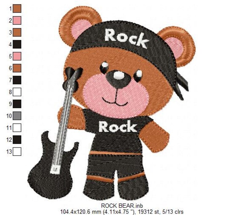 Rock Bear Embroidery Designs Rock Embroidery Design Machine - Etsy ...
