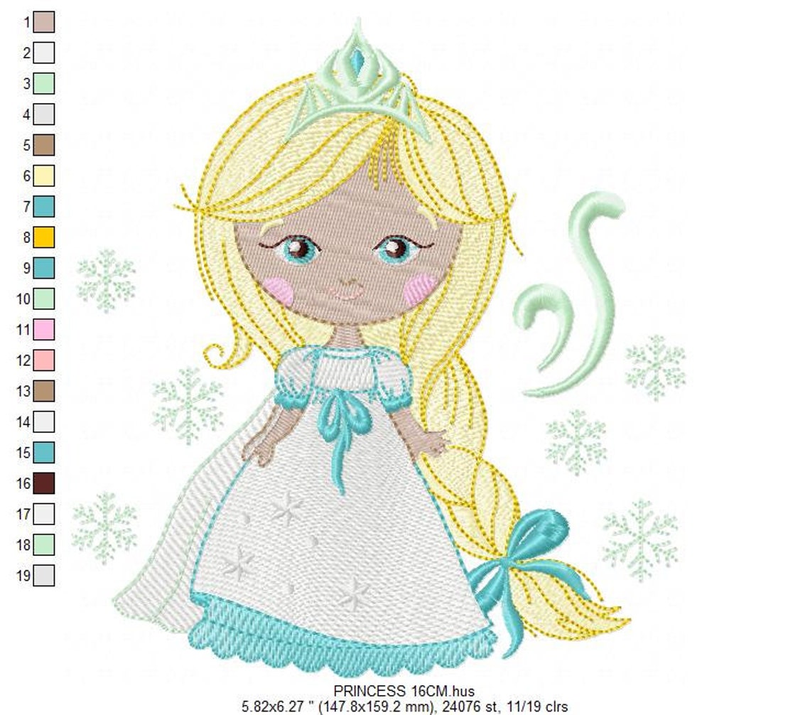 Princess embroidery designs Baby girl embroidery design | Etsy