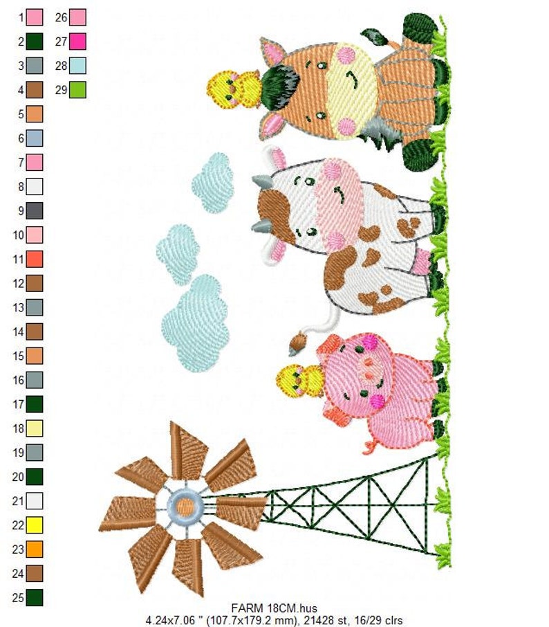 Farm Animals Embroidery Design Cow Embroidery Designs - Etsy