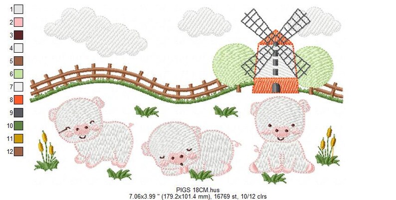 Pig Embroidery Design Animal Ranch Embroidery Designs - Etsy