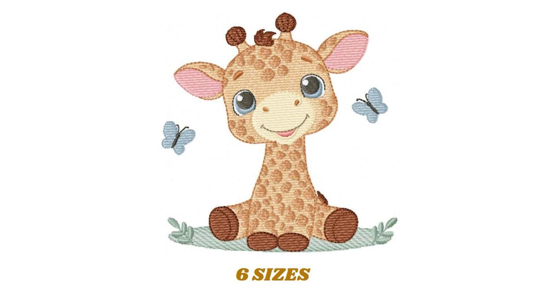 Giraffe Embroidery Design - Wild Safari Animal With Flowers Machine ...