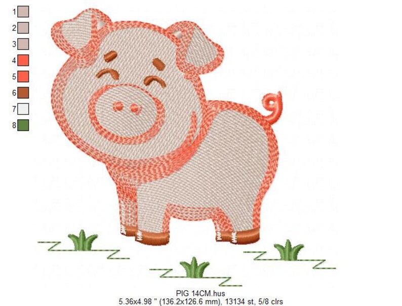 Pig Embroidery Design Animal Embroidery Designs Machine - Etsy