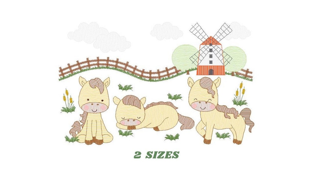 Horse Embroidery Design Animal Ranch Embroidery Designs Machine ...