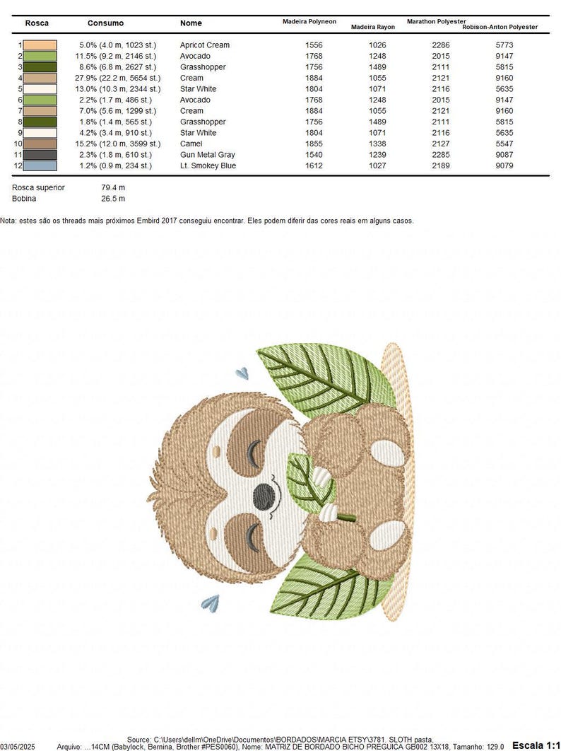 Sloth Embroidery Designs - Safari Wild Animal Machine Embroidery ...