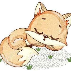 Sleeping Red Fox Embroidery Designs - Woodland Animals Machine ...