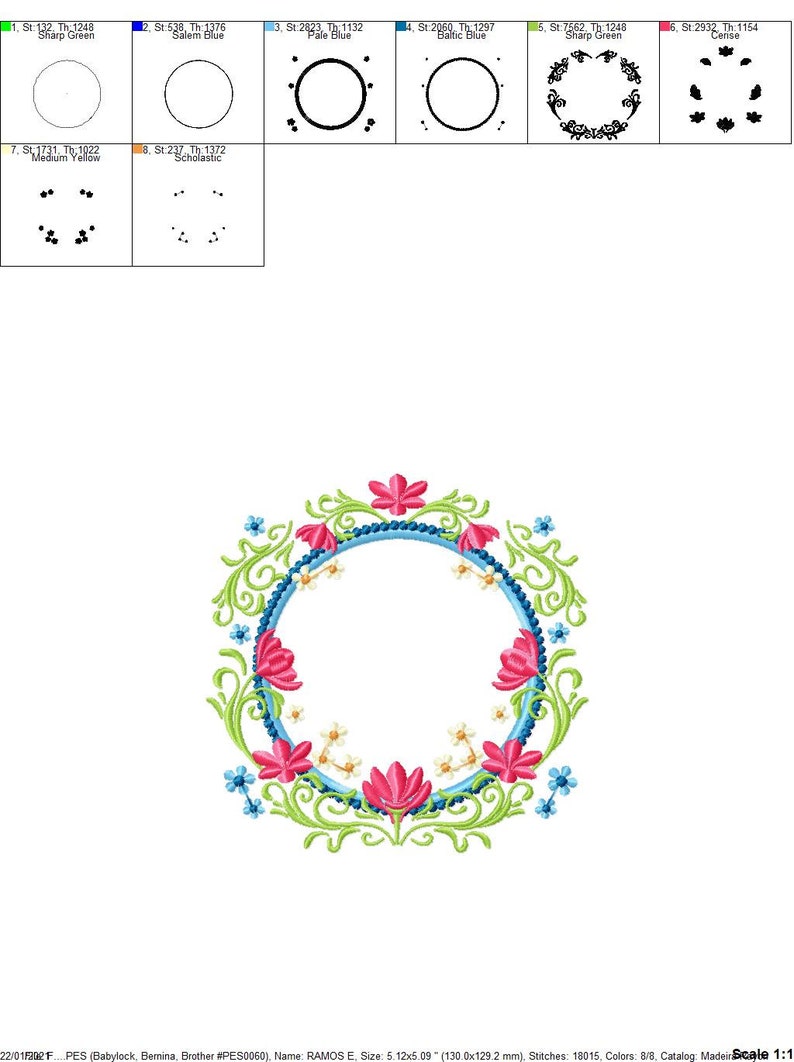 Monogram Frame Embroidery Designs Flower Embroidery Design - Etsy