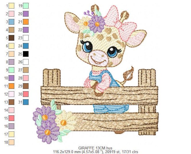 Giraffe Embroidery Designs - Safari Wild Animal Machine Embroidery ...