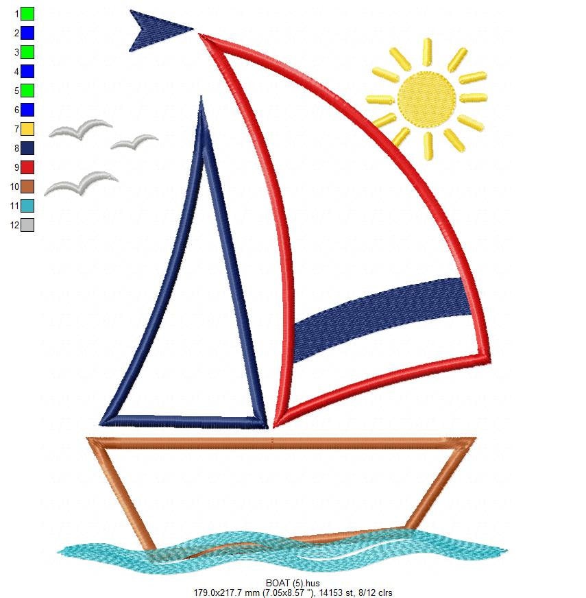 Machine Embroidery Design Sailboat Embroidery Design Sailboat ...