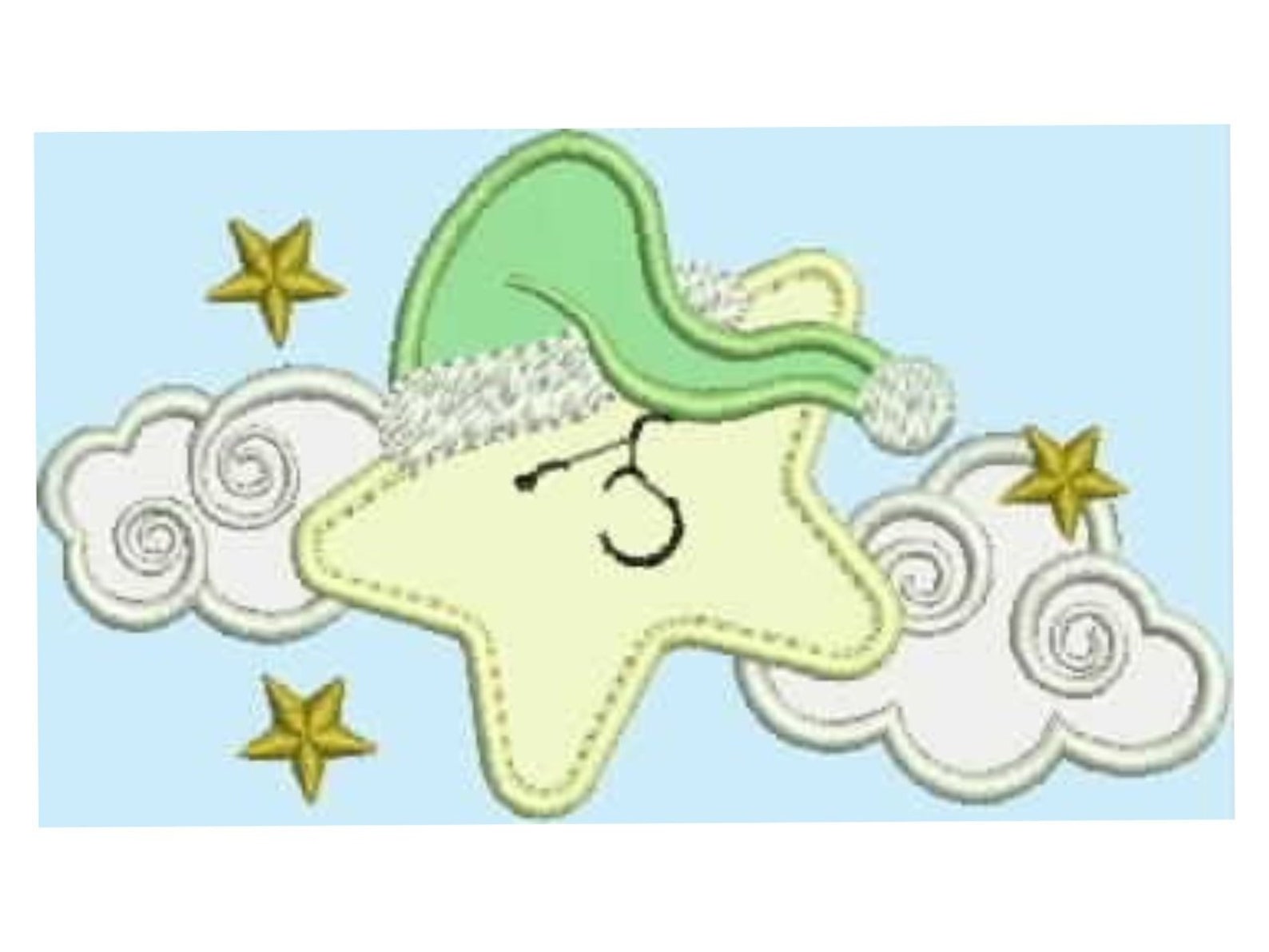 Star With Cloud Embroidery Designs - Sleeping Star Machine Embroidery ...