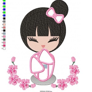 Japanese Geisha Embroidery Designs - Japanese Girl Embroidery Design ...