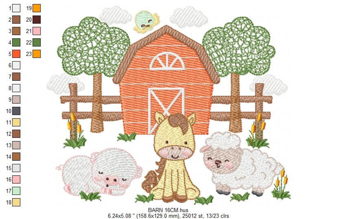 Barn Animals Embroidery Design Farm Fence Embroidery Designs - Etsy