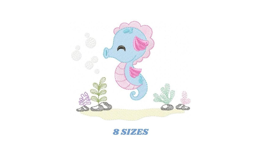 Seahorse Embroidery Design - Sea Animal Embroidery Designs Machine ...
