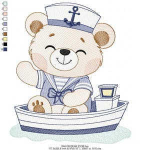 Nautical Teddy Bear Embroidery Designs - Baby Boy Sailor Bear Machine ...