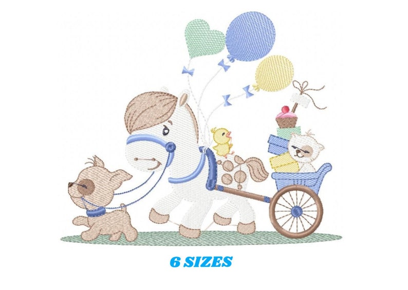 Horse Embroidery Design - Baby Boy Birthday Party Balloons Machine ...