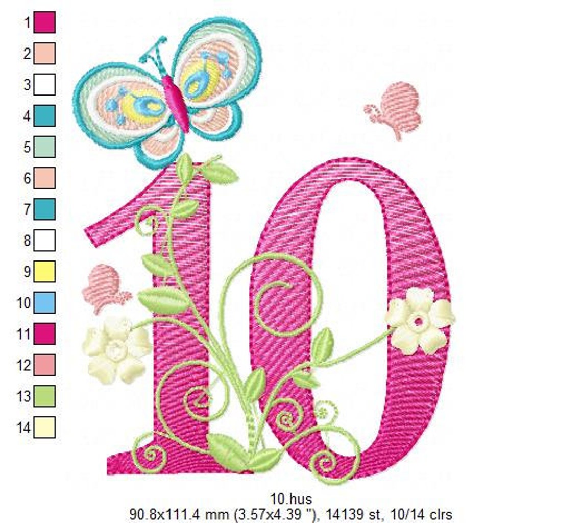 Numbers Embroidery Designs Birthday Embroidery Design - Etsy