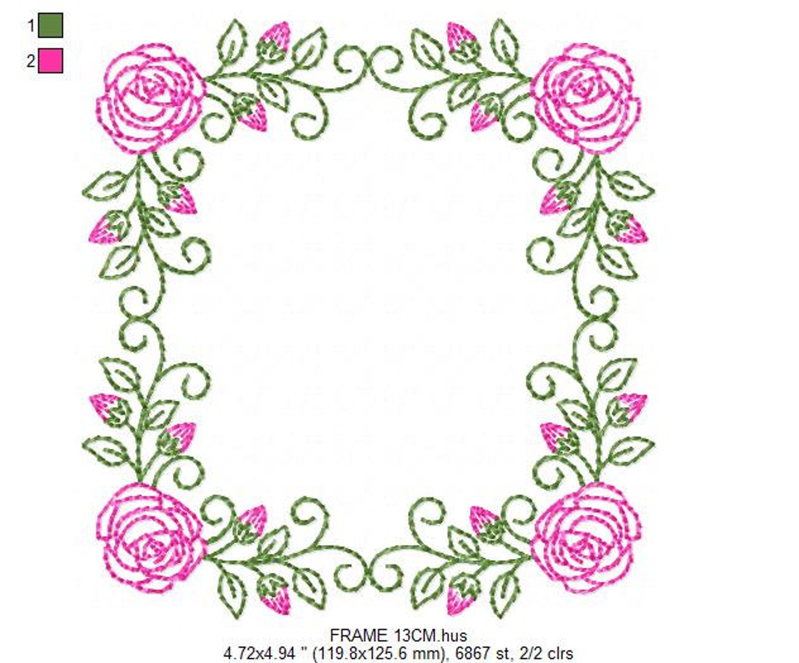 Roses Monogram Frame Embroidery Designs - Flower Square Shape Machine ...