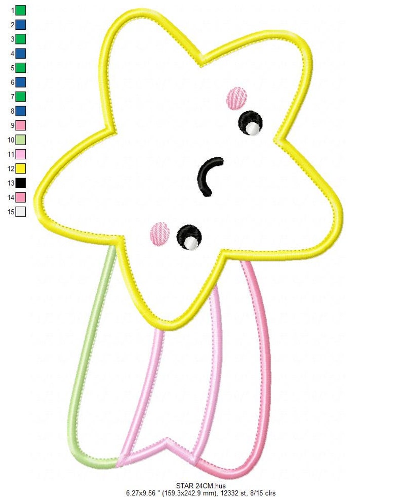 Shooting Star Embroidery Designs Rainbow Embroidery Design | Etsy