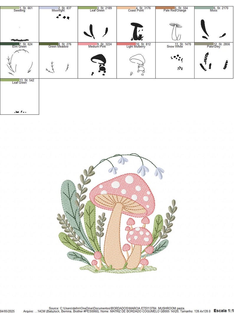 Mushroom With Flowers Embroidery Designs - Forest Toad Machine ...