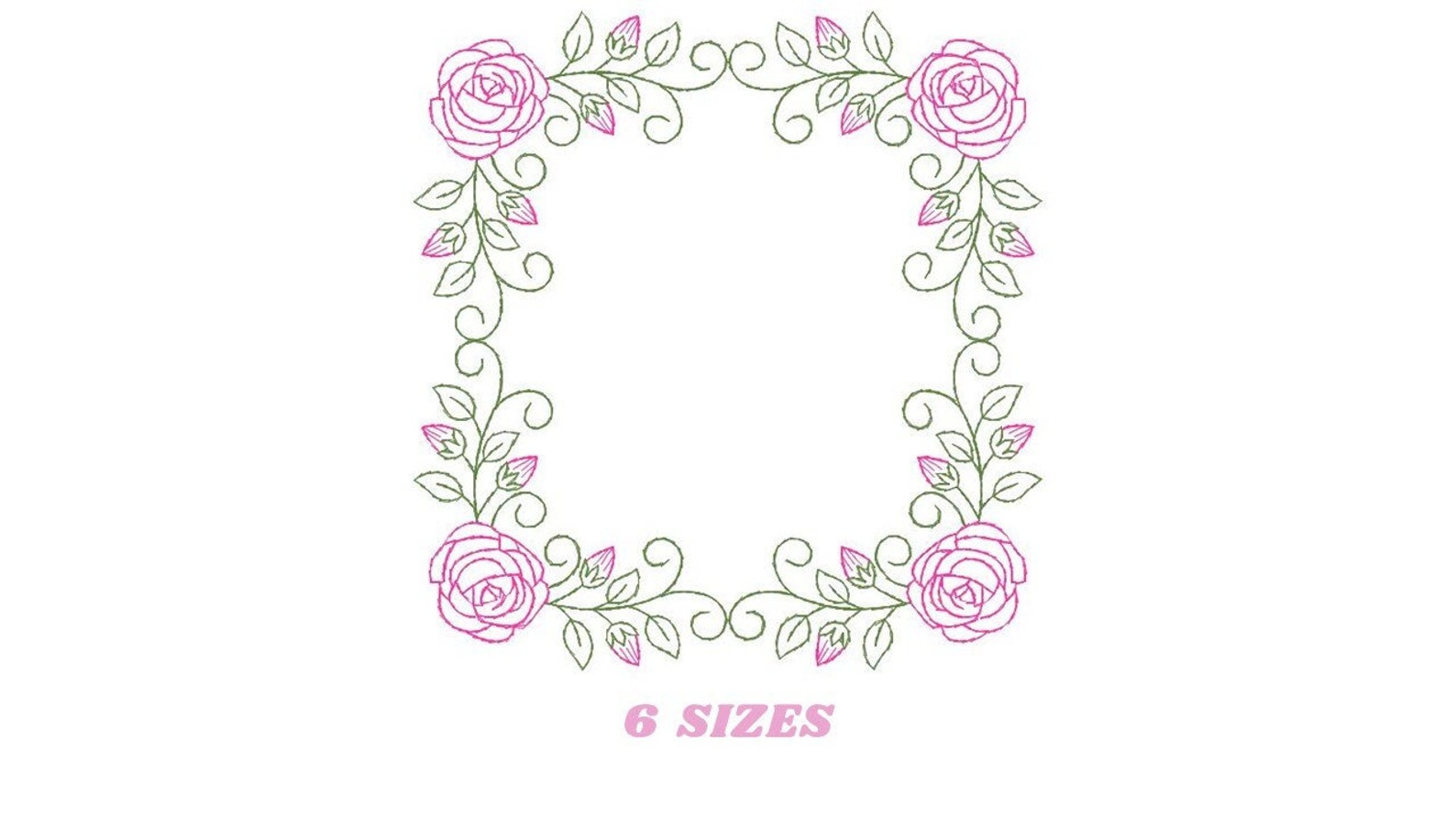 Roses Monogram Frame Embroidery Designs Flower Embroidery - Etsy