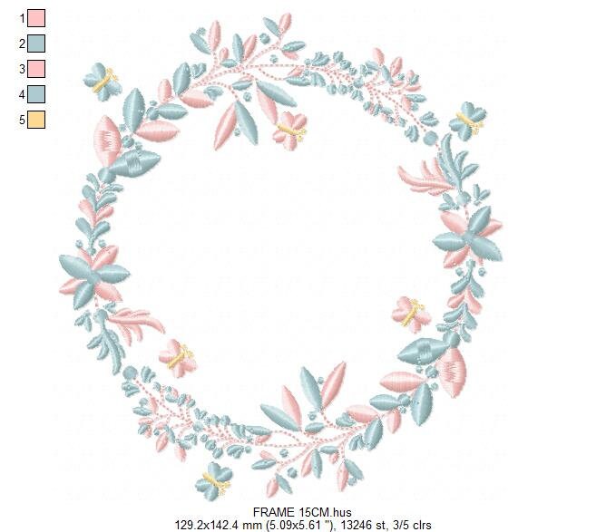 Monogram Frame Embroidery Designs Flower Embroidery Design - Etsy