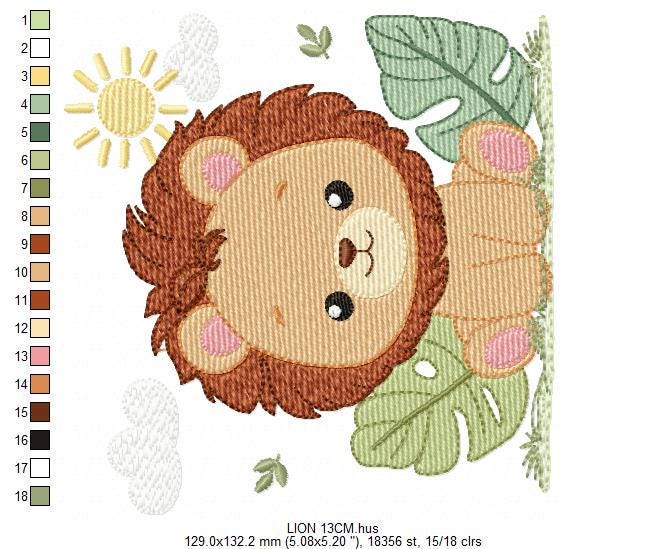 Lion Embroidery Designs - Safari Wild Animal Machine Embroidery Pattern ...