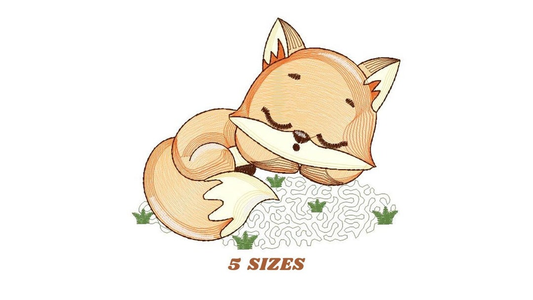 Sleeping Red Fox Embroidery Designs - Woodland Animals Machine ...