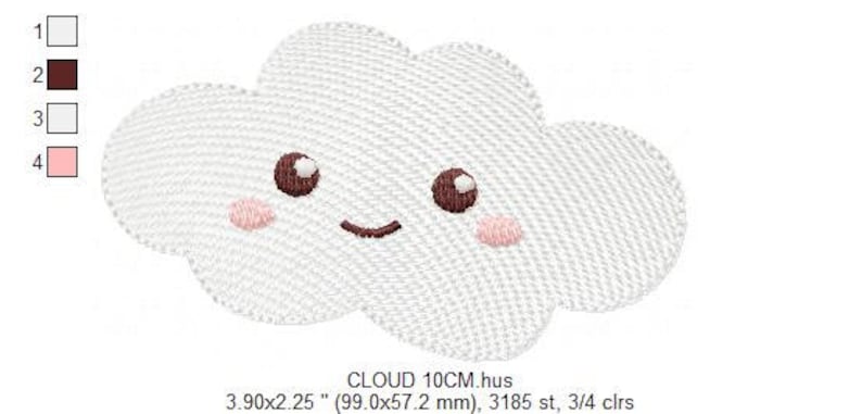 Cloud Embroidery Design Happy Cloud With Face Embroidery - Etsy