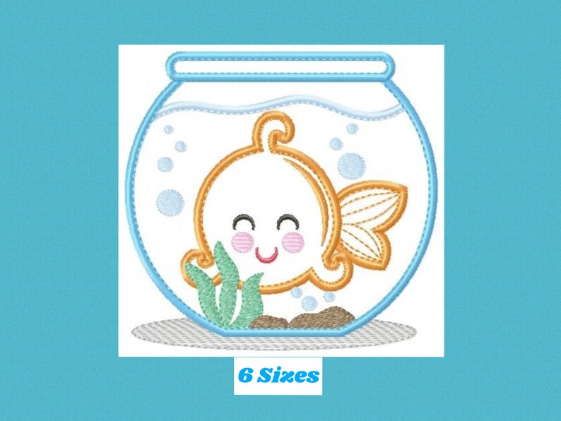 Golden Fish Embroidery Designs Aquarium Embroidery Design | Etsy