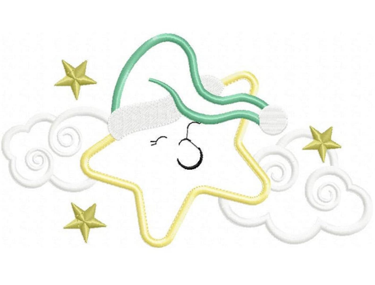 Star With Cloud Embroidery Designs Sleeping Star Embroidery Design ...