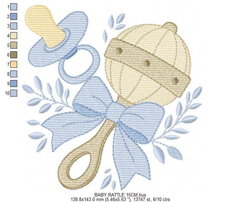 Baby Boy Rattle and Pacifier Embroidery Designs - Newborn Toys Machine ...