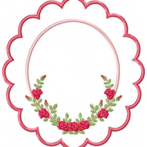 Roses Frame Embroidery Designs Monogram Embroidery Design Machine ...