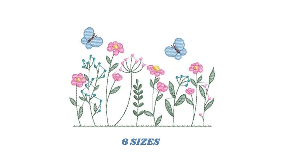 Flower Garden Embroidery Designs - Butterfly Embroidery Design Machine ...