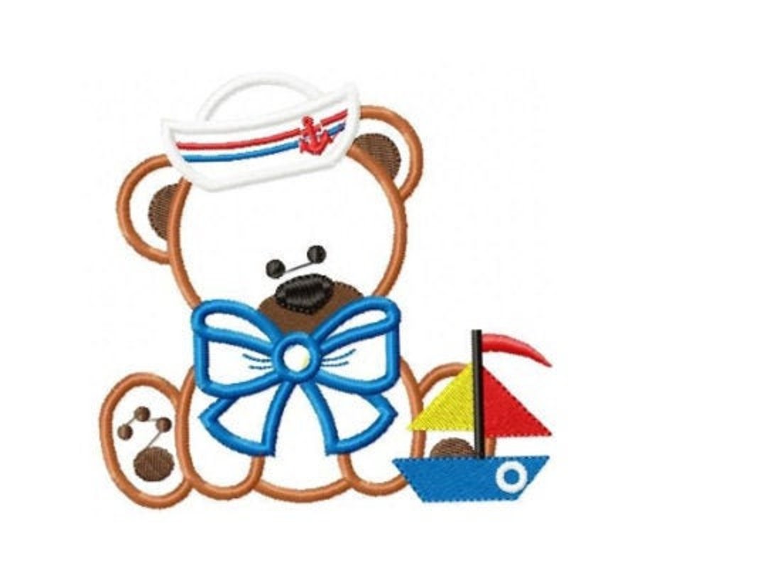 Sailor Bear Embroidery Designs - Nautical Teddy With Boat Machine ...