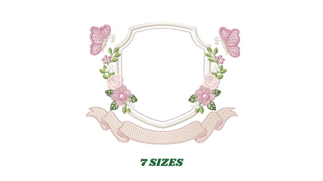 Flower Frame Embroidery Designs - Delicate Butterfly Monogram Shape ...
