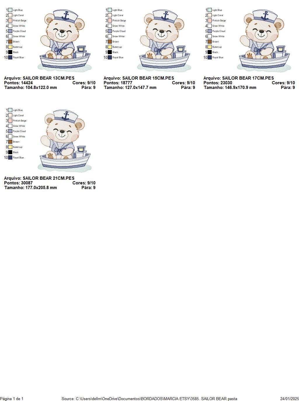 Nautical Teddy Bear Embroidery Designs - Baby Boy Sailor Bear Machine ...