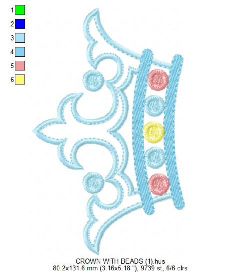 Crown Embroidery Designs Princess Crown Embroidery Design - Etsy