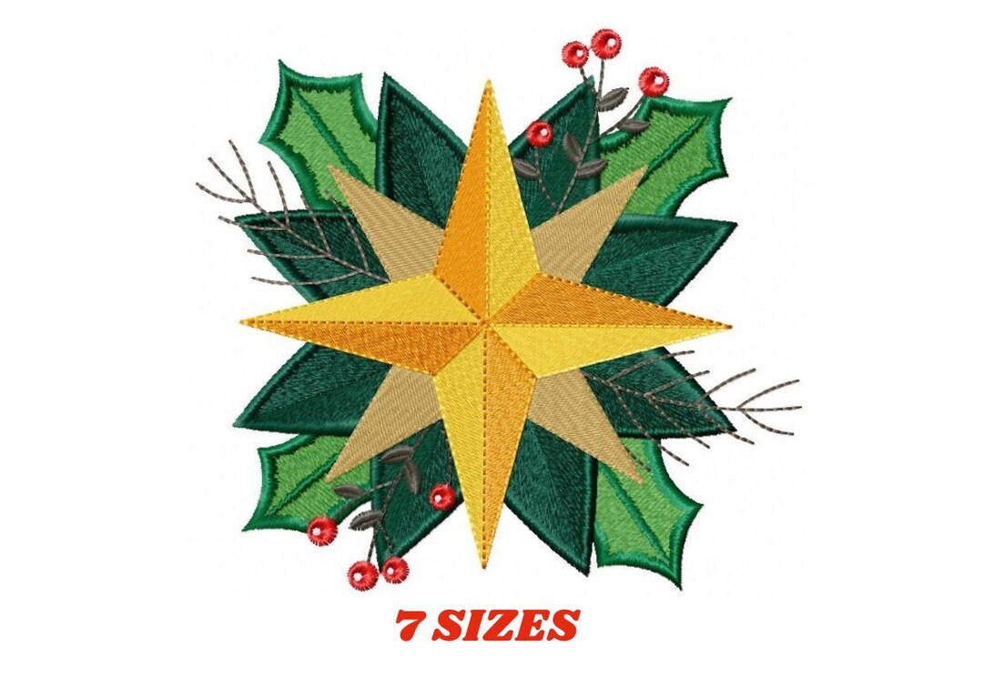 Christmas Star Embroidery Designs - Xmas Flower Machine Embroidery ...