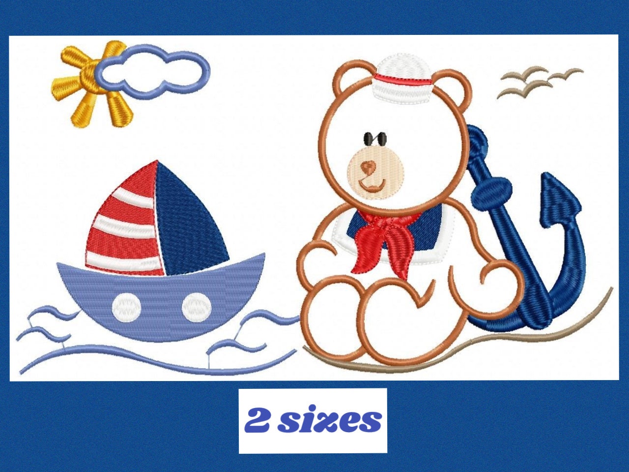 Boat Embroidery Designs - Sailor Bear With Anchor Machine Embroidery ...