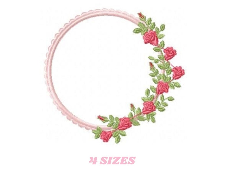 Roses Circle Monogram Embroidery Designs - Flower Frame Machine ...