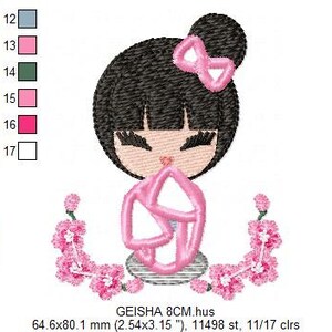 Japanese Geisha Embroidery Designs - Japanese Girl Embroidery Design ...