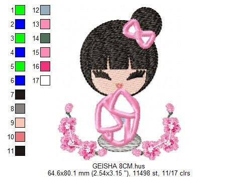 Japanese Geisha Embroidery Designs - Japanese Girl Embroidery Design ...